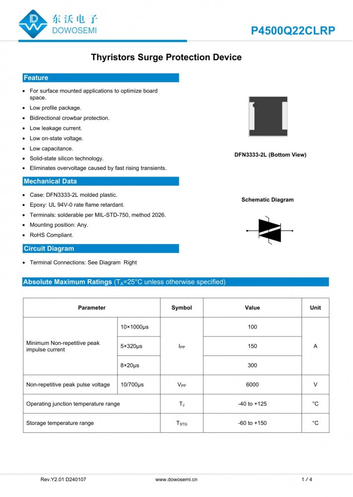 P4500Q22CLRP datasheet page 1