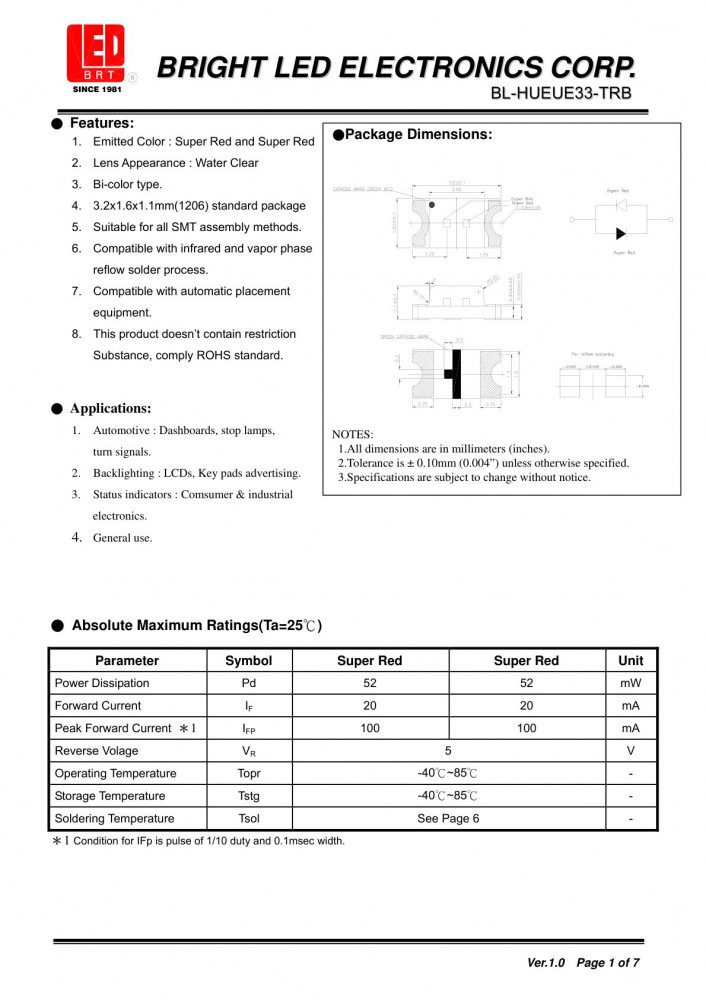BL-HUEUE33-TRB technical document page 1