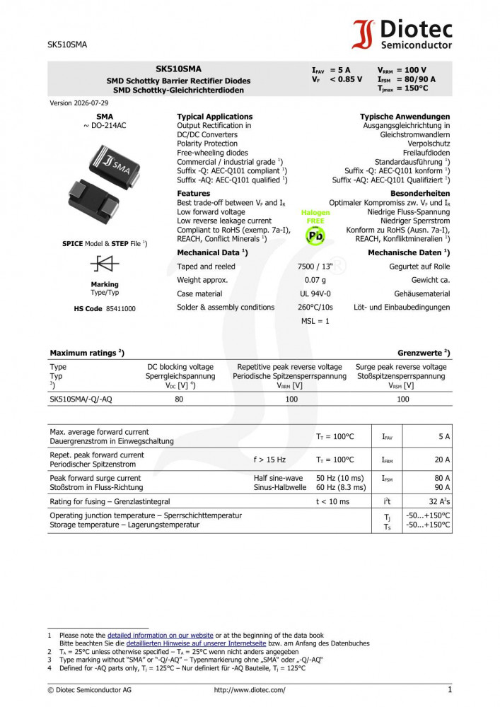 SK510SMA-Q datasheet page 1