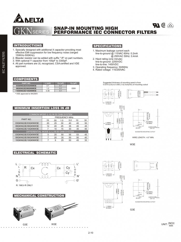 DELTA 10GKNG3E technical document page