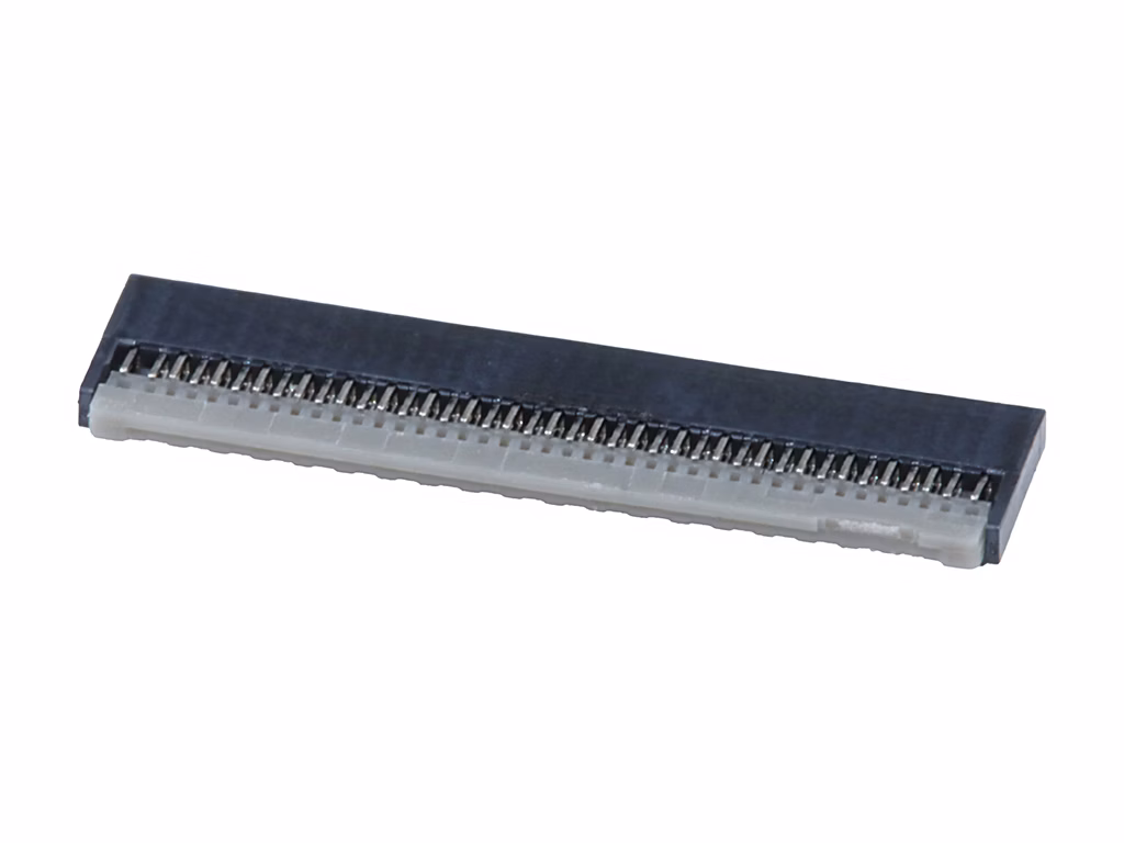 Easy-On Back Flip FPC Connector, 0.30mm Pitch, LA75 Series, Right-Angle, Surface Mount, Dual Contact Style, 0.75mm Height, 35 Circuits