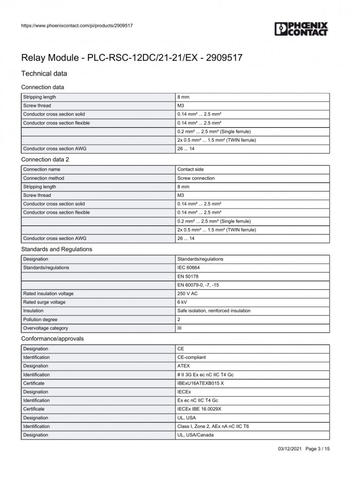 Phoenix Contact 2909517 technical document page 3