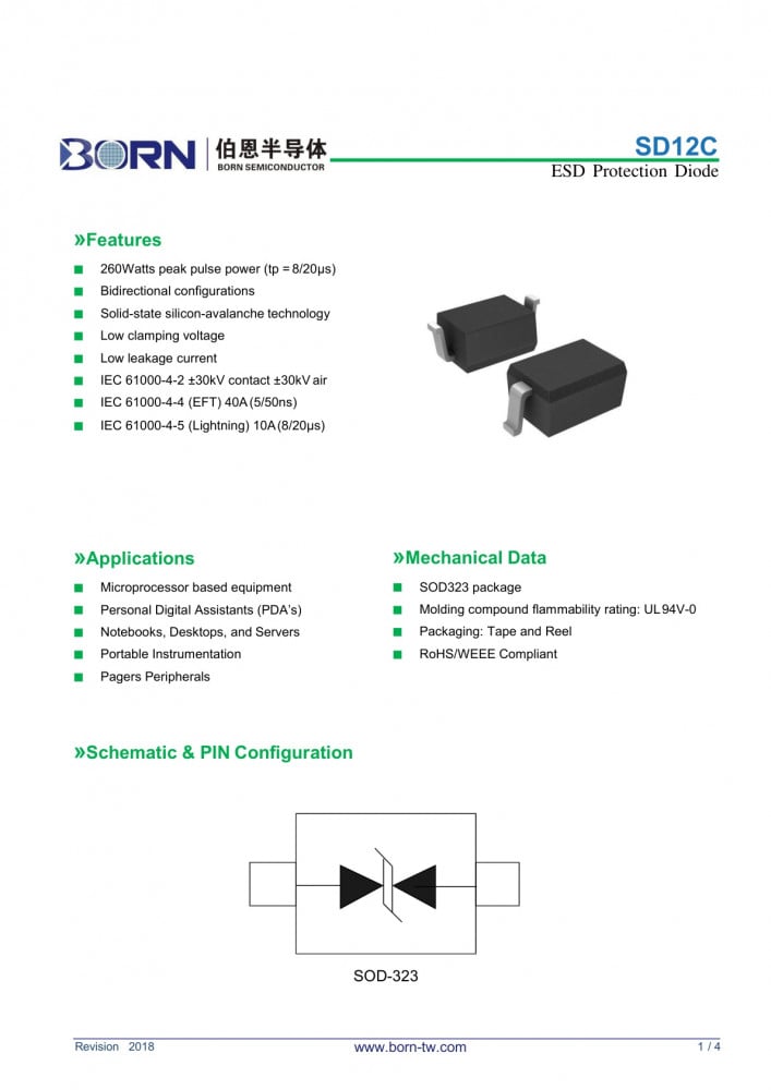 BORN SD12C datasheet page 1