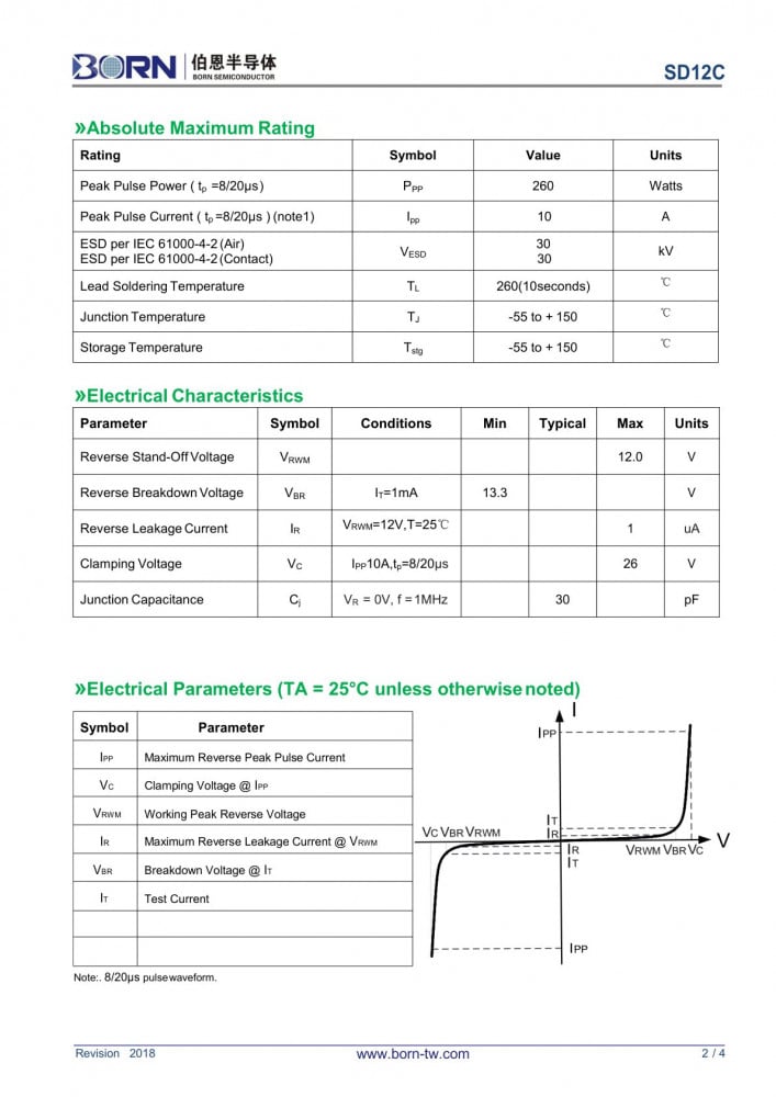 BORN SD12C datasheet page 2