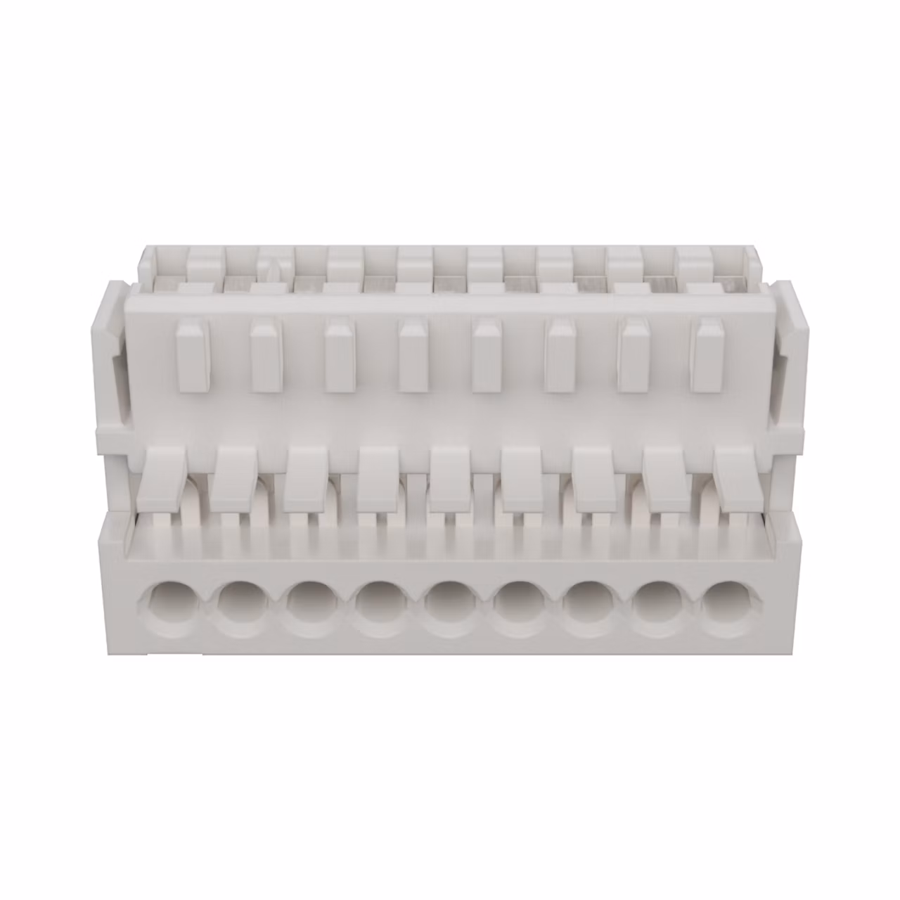 Appli-Mate RAST 2.5 IDT Housing, 2.50mm Pitch, with Side Latches, Female, 9 Circuits, Position Keys A & J Removed, Polarizing Rib Between 2/3, Black Color Stripe for sale