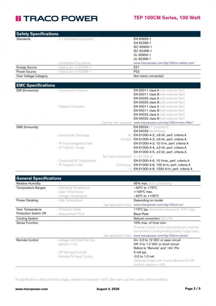 TEP 100-CM datasheet preview, page 3