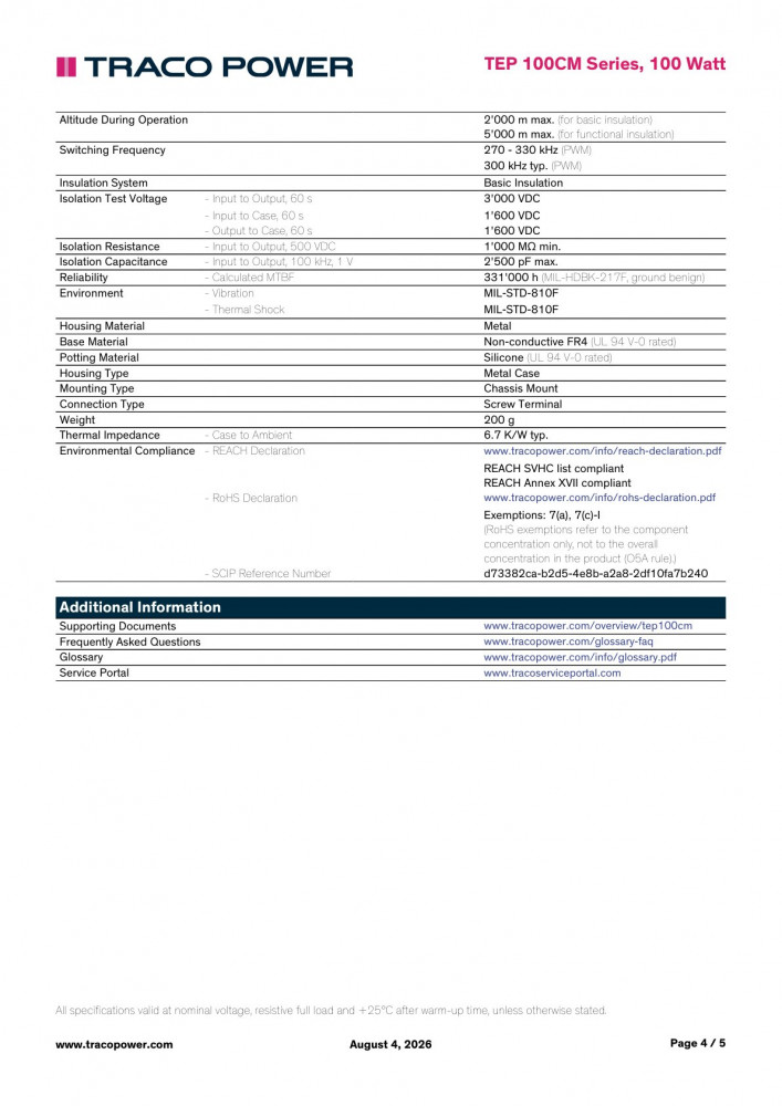 TEP 100-CM datasheet preview, page 4