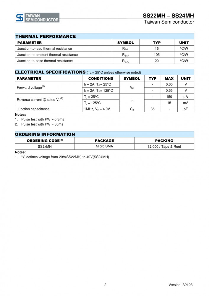 SS24MH datasheet page 2