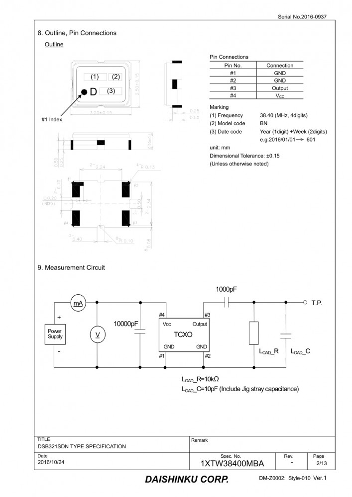 KDS 1XTW38400MBA specification page 3