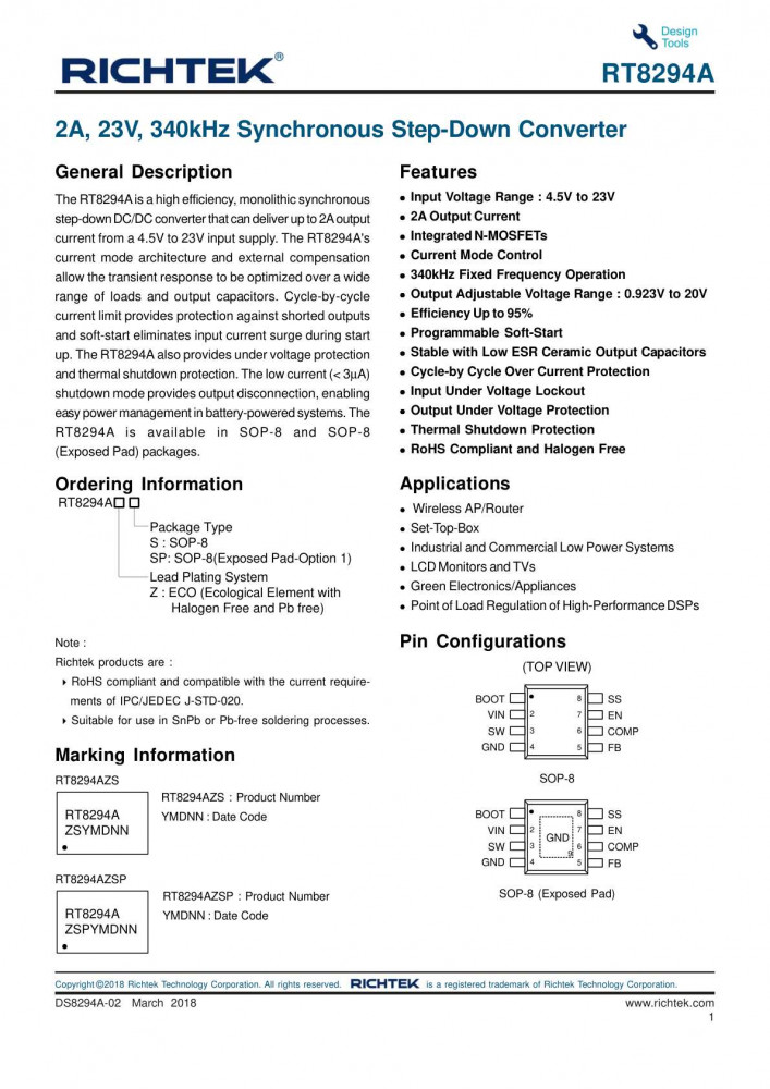 RT8294A datasheet page 1