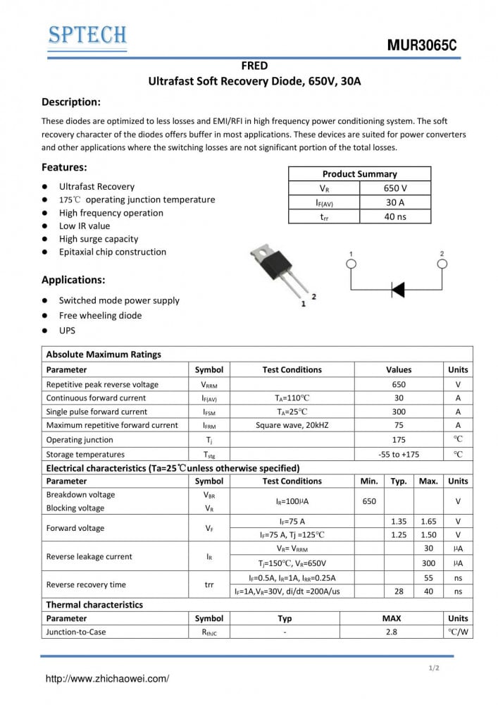 MUR3065C datasheet page 1