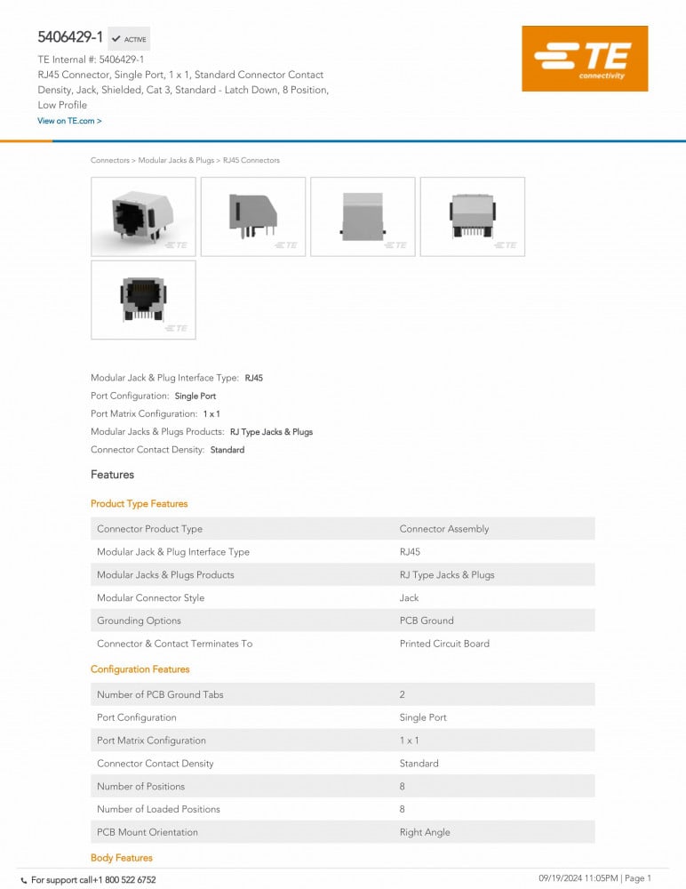 5406429-1 technical document page 1