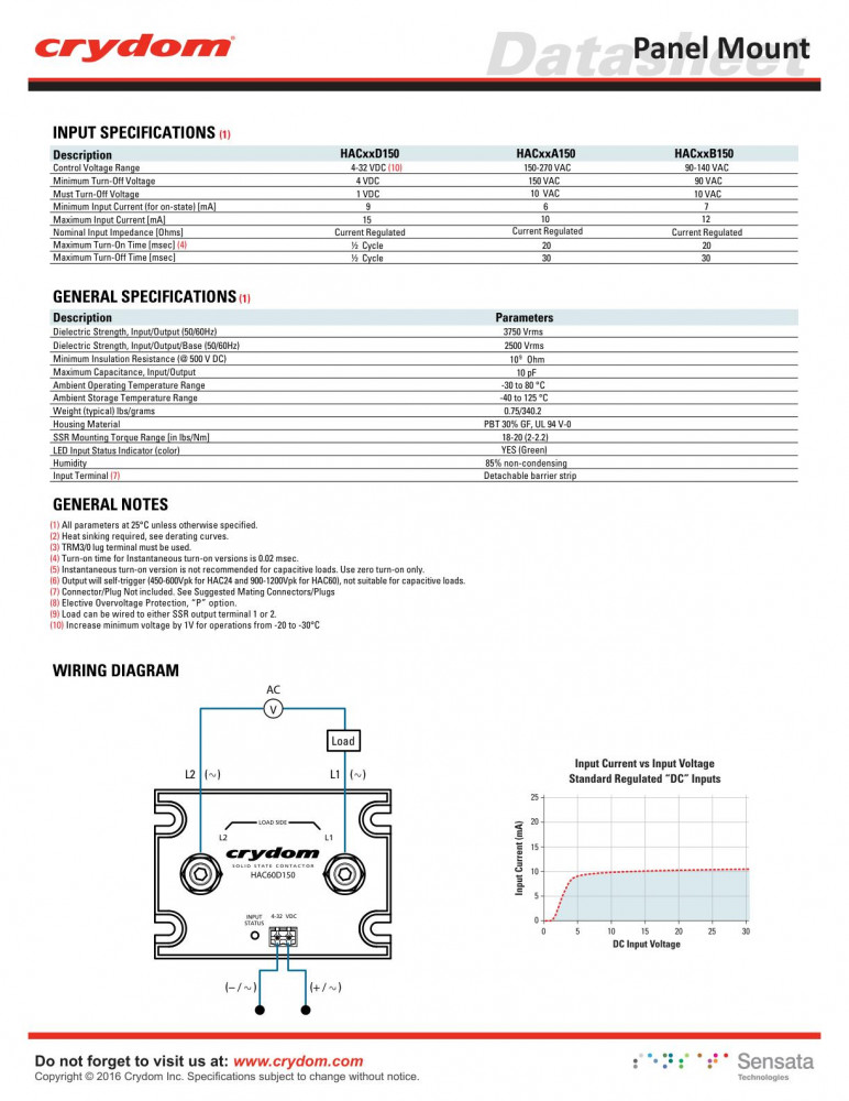 HAC series wiring and mechanical information