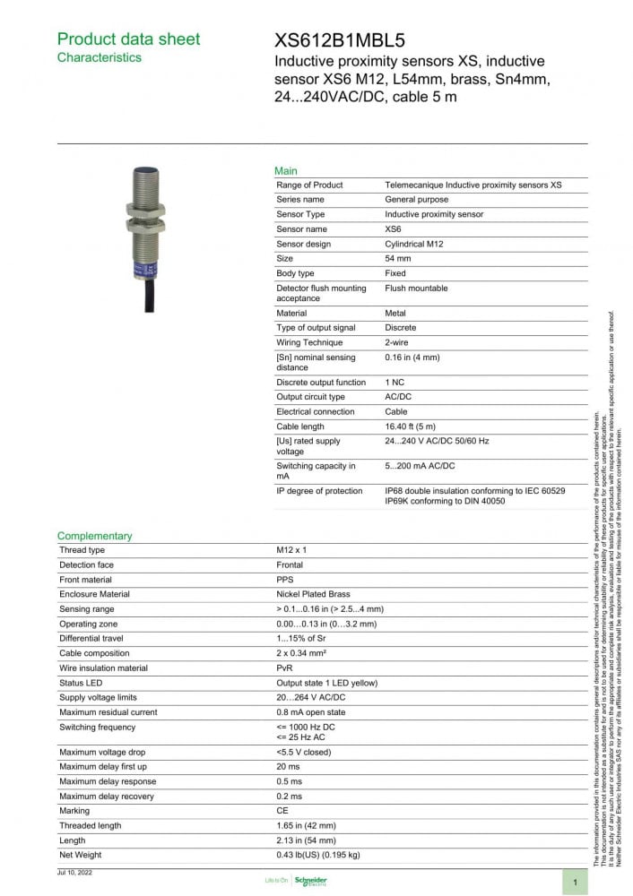 XS612B1MBL5 technical document page 1