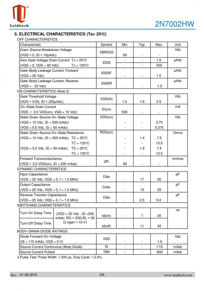 2N7002HW datasheet page 2