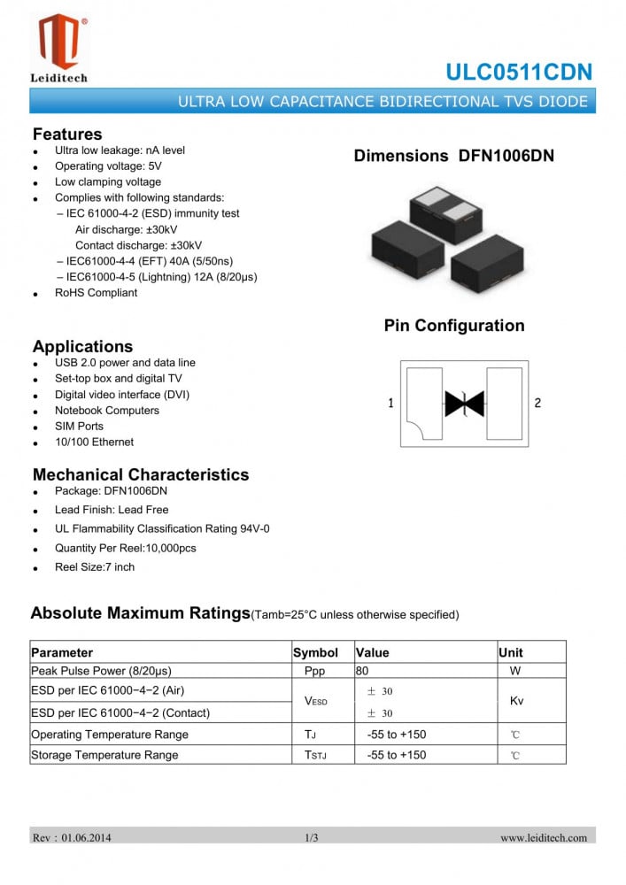 ULC0511CDN datasheet page 1
