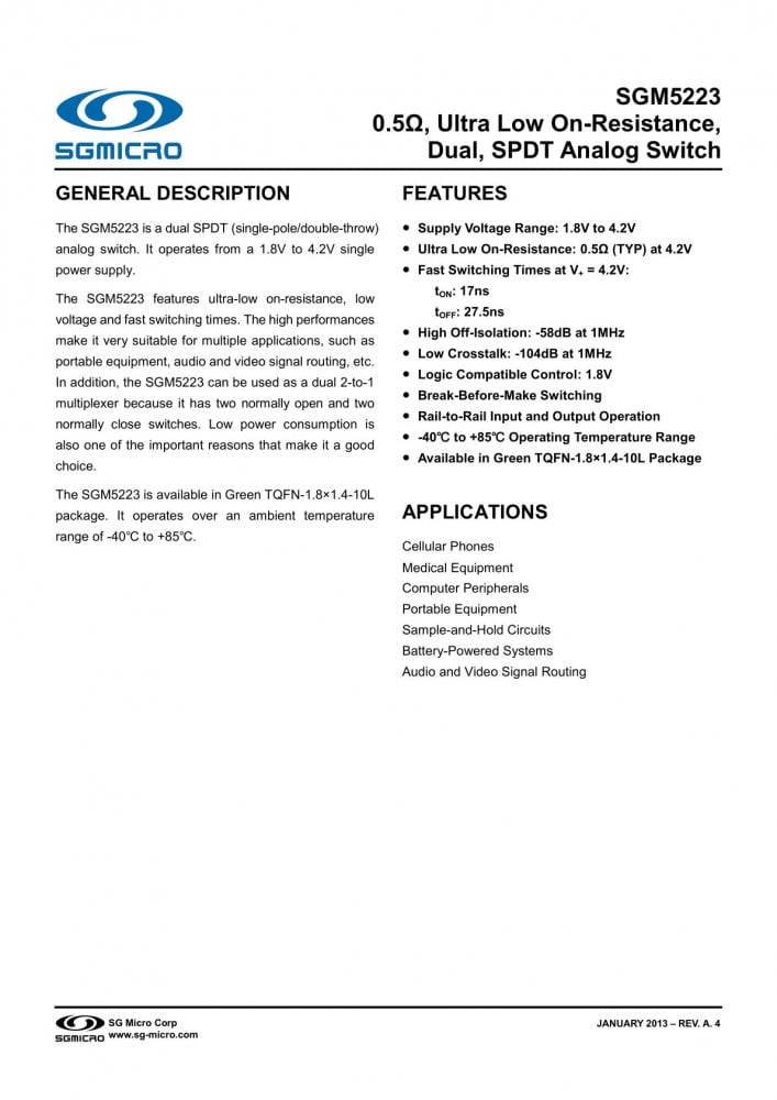 SGM5223 datasheet page 1
