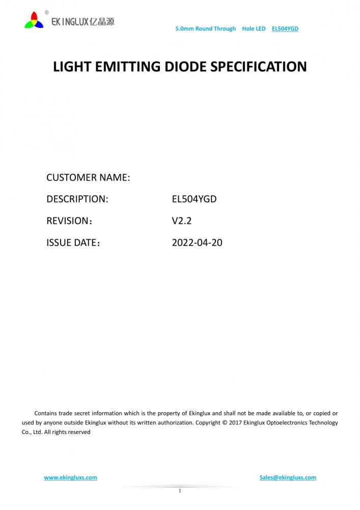 EL 504YGD datasheet page 1