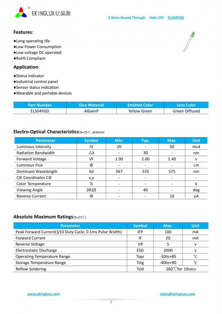 EL 504YGD datasheet page 2