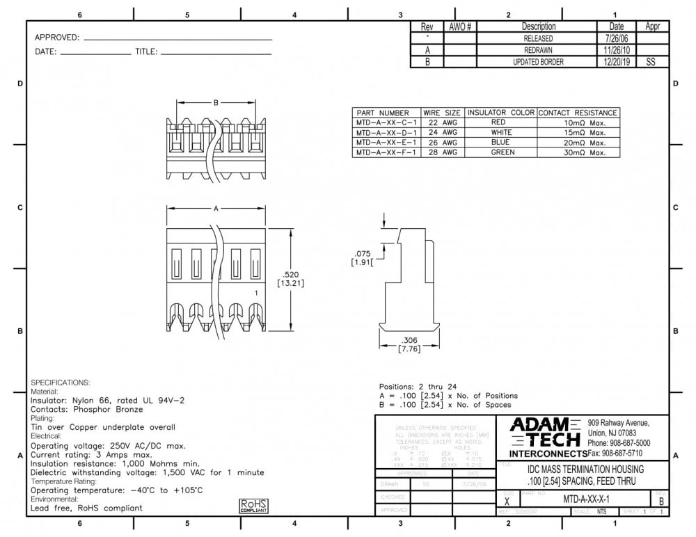 ADAM TECH MTD-A-03-E-1 technical drawing