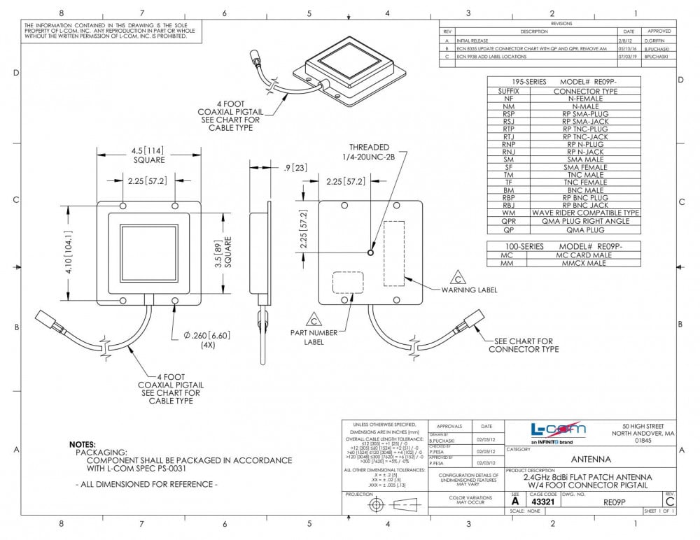 L-com RE09P-RSP technical document preview