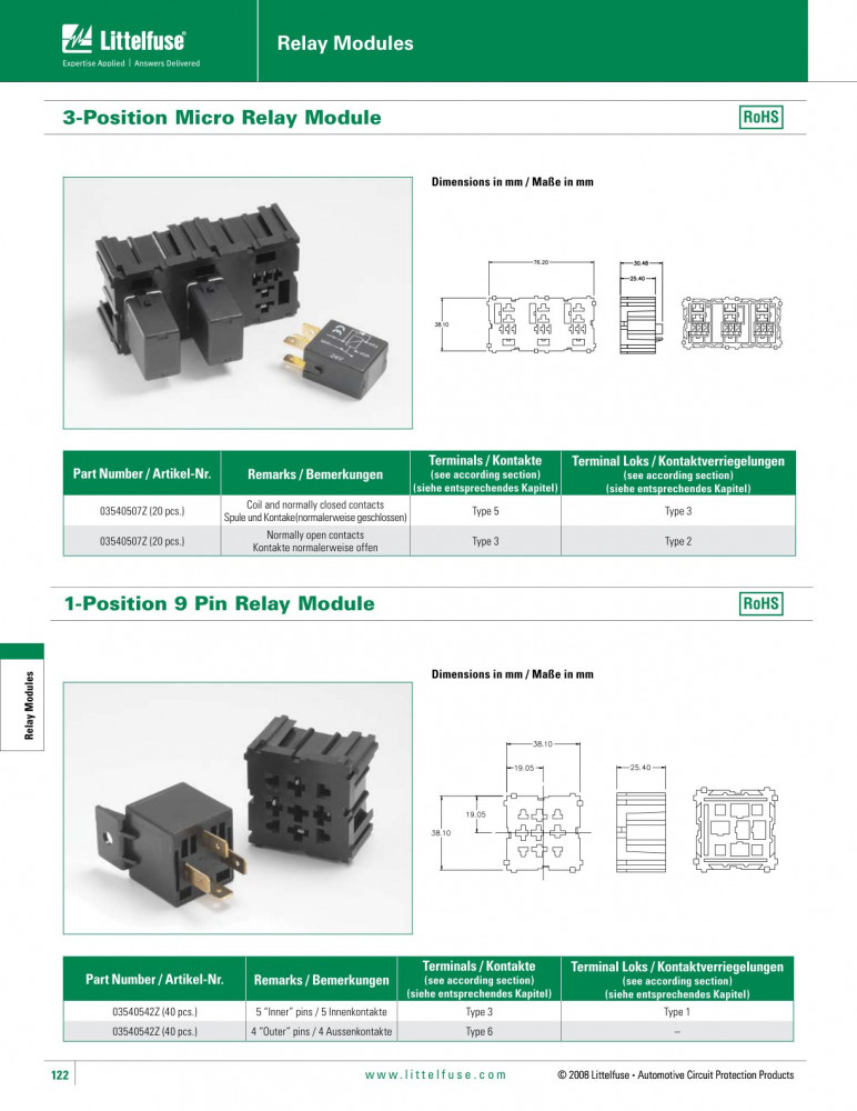 Littelfuse 03540507Z technical document page