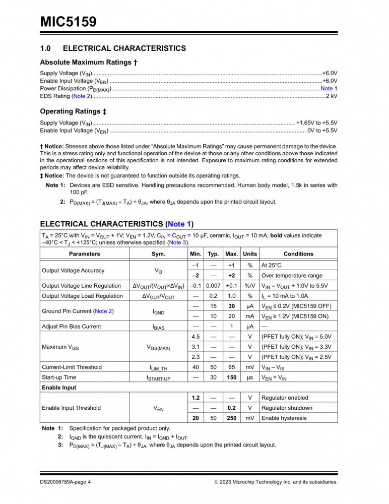 MIC5159 technical document page 4