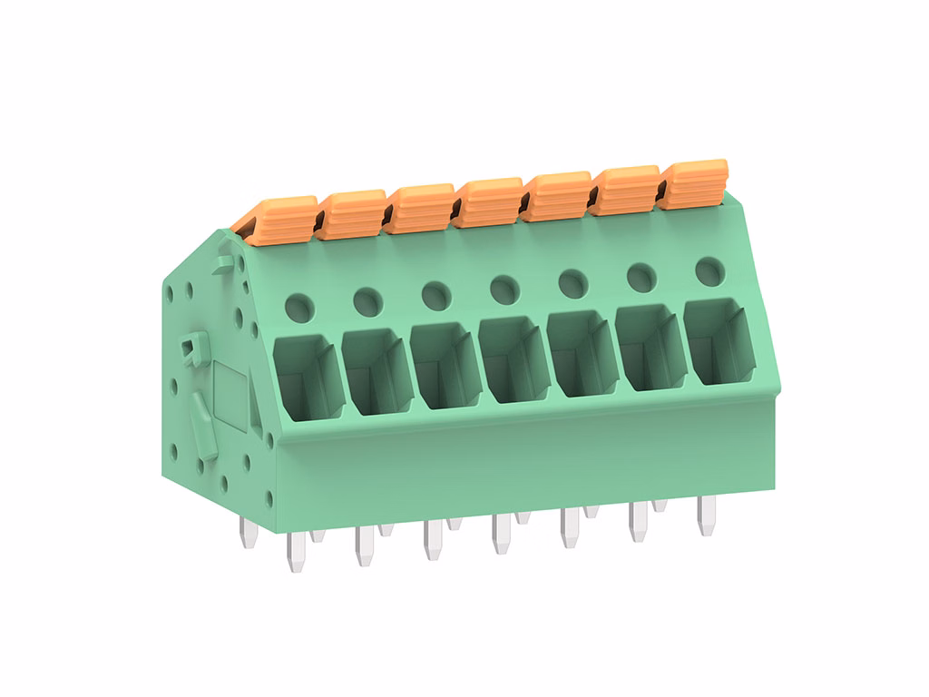 5.00mm Pitch Lever Activated Fixed Mount PCB Terminal Block, 35° Wire Entry, 7 Circuit for sale
