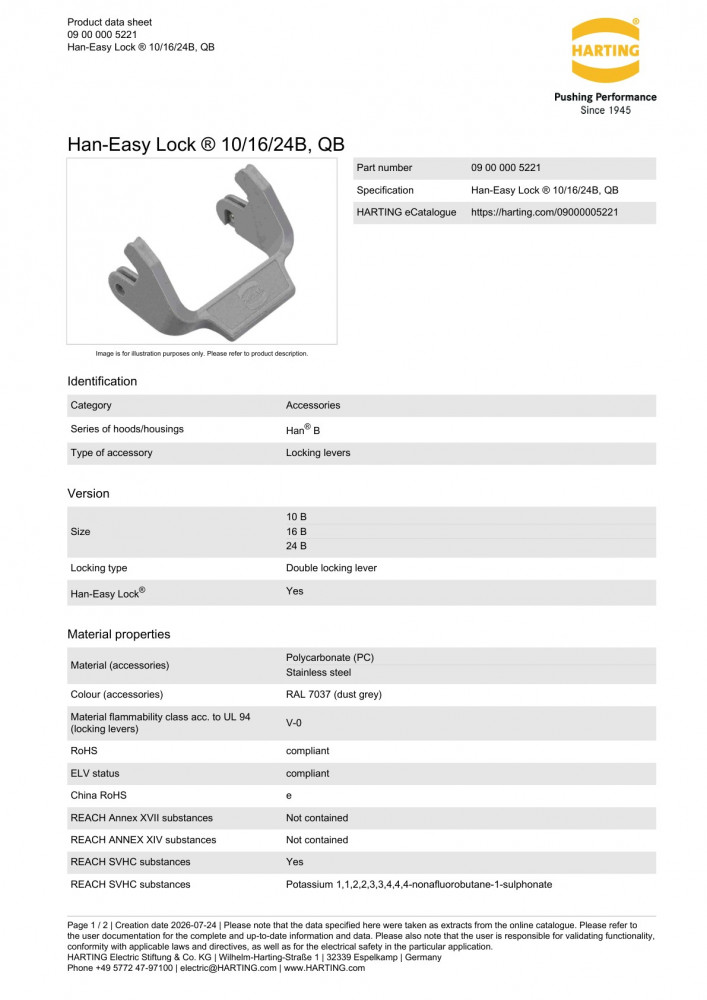 Technical document page 1 for product reference