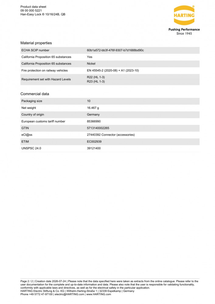 Technical document page 2 for product reference