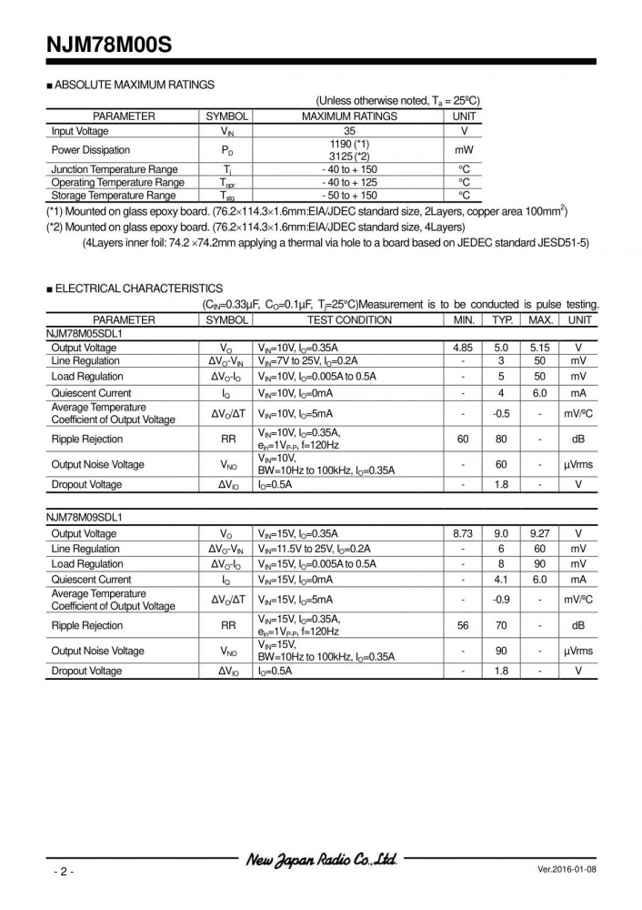 NJM78M00S datasheet page 2