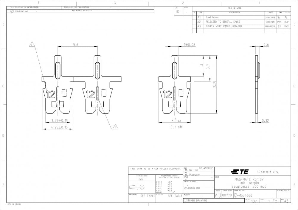 TE Connectivity 1-1534686-7 drawing page 1