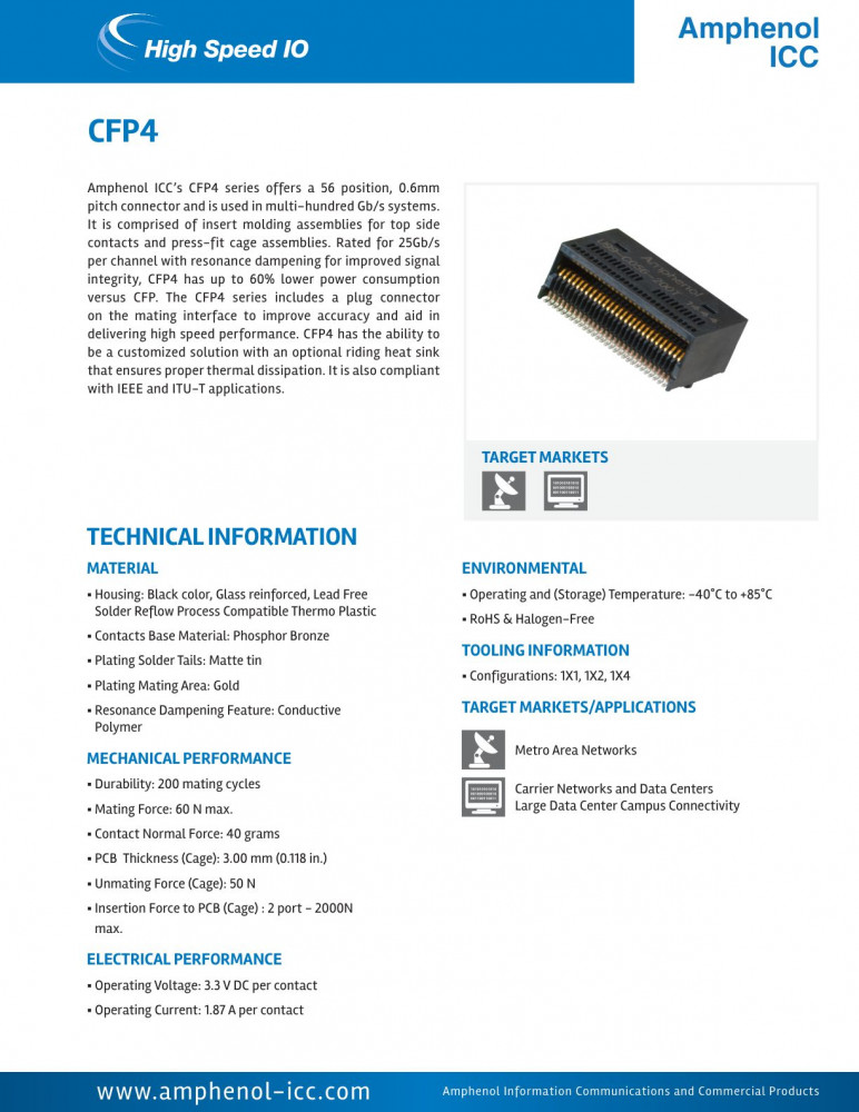Amphenol CFP4 technical document page 1