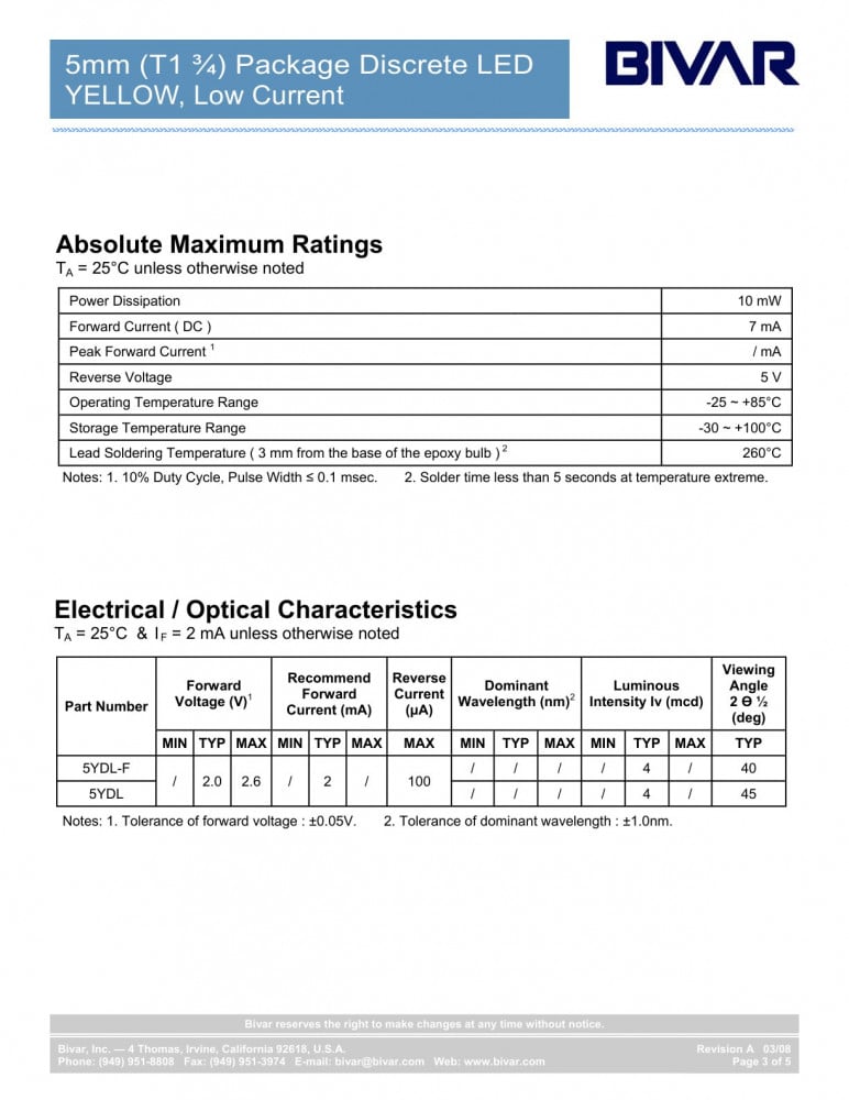 BIVAR 5YDL datasheet page 3