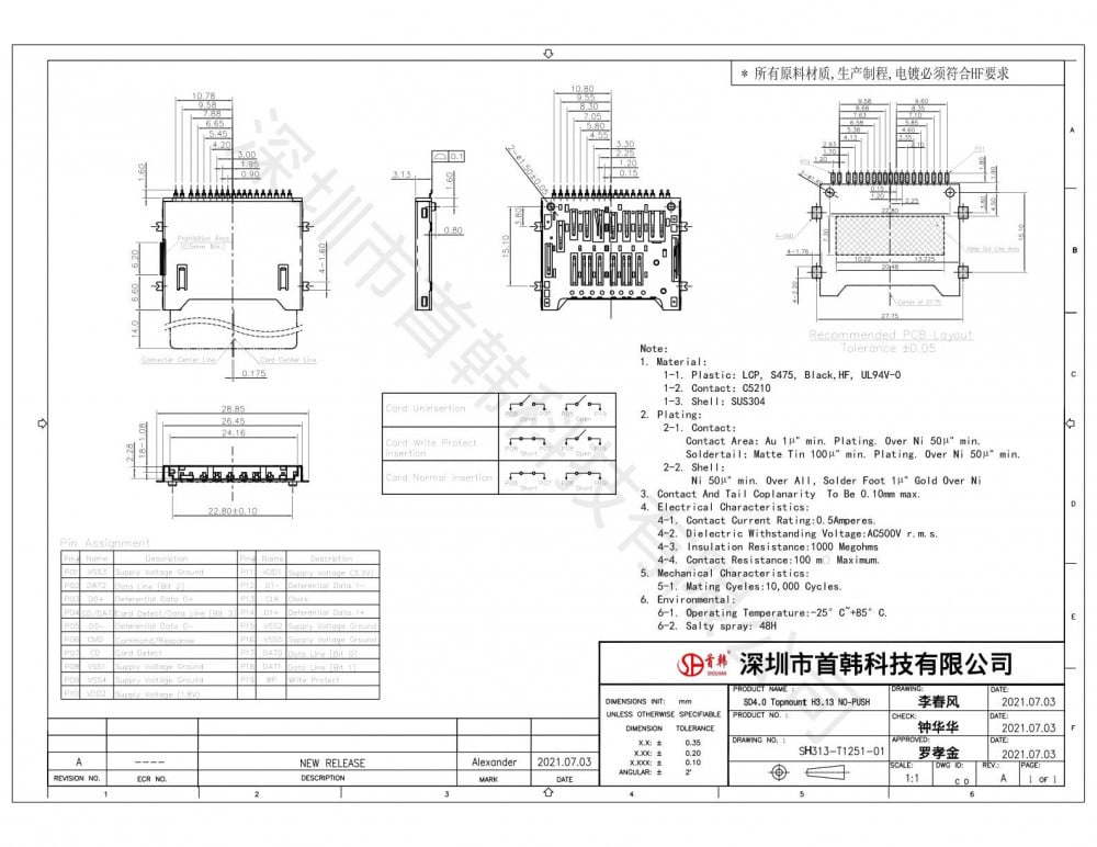 SHOU HAN SD4.0 connector document page 1
