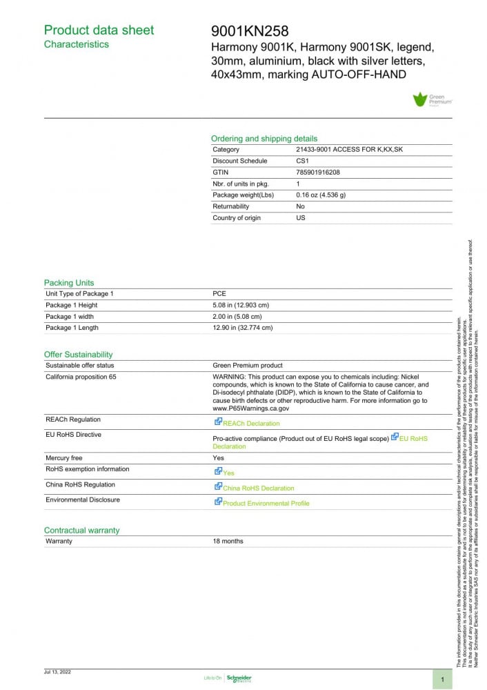 9001KN258 technical document preview