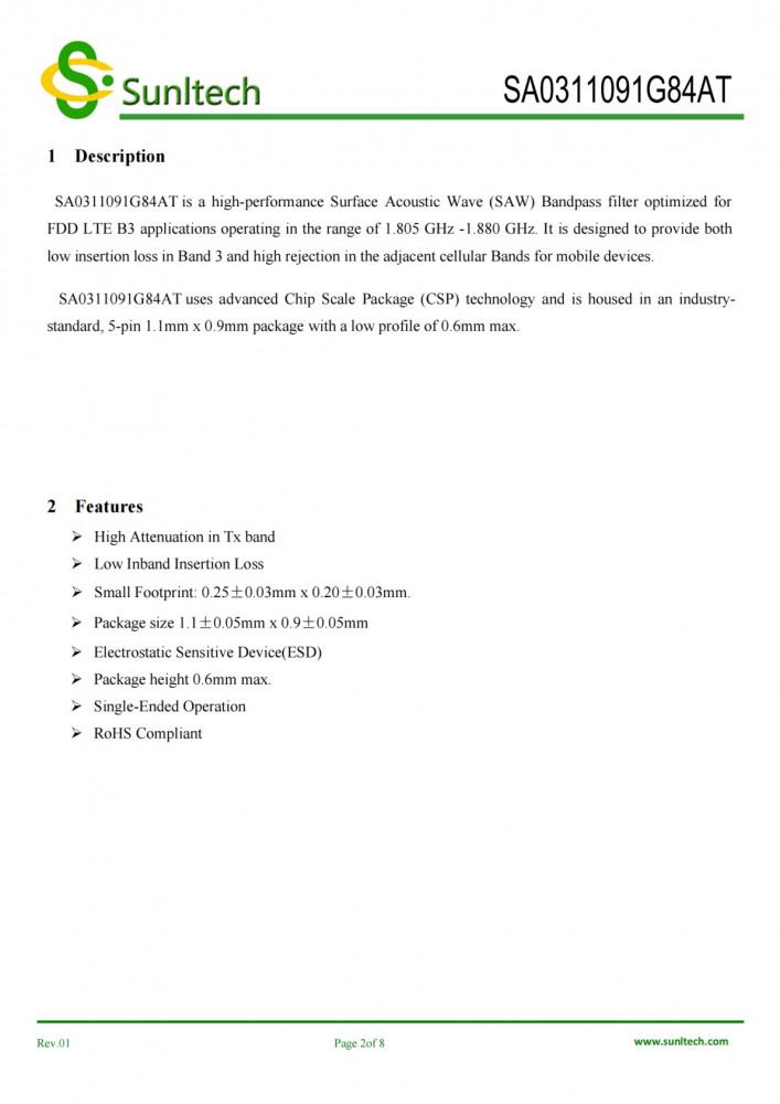 SA0311091G84AT datasheet page 2