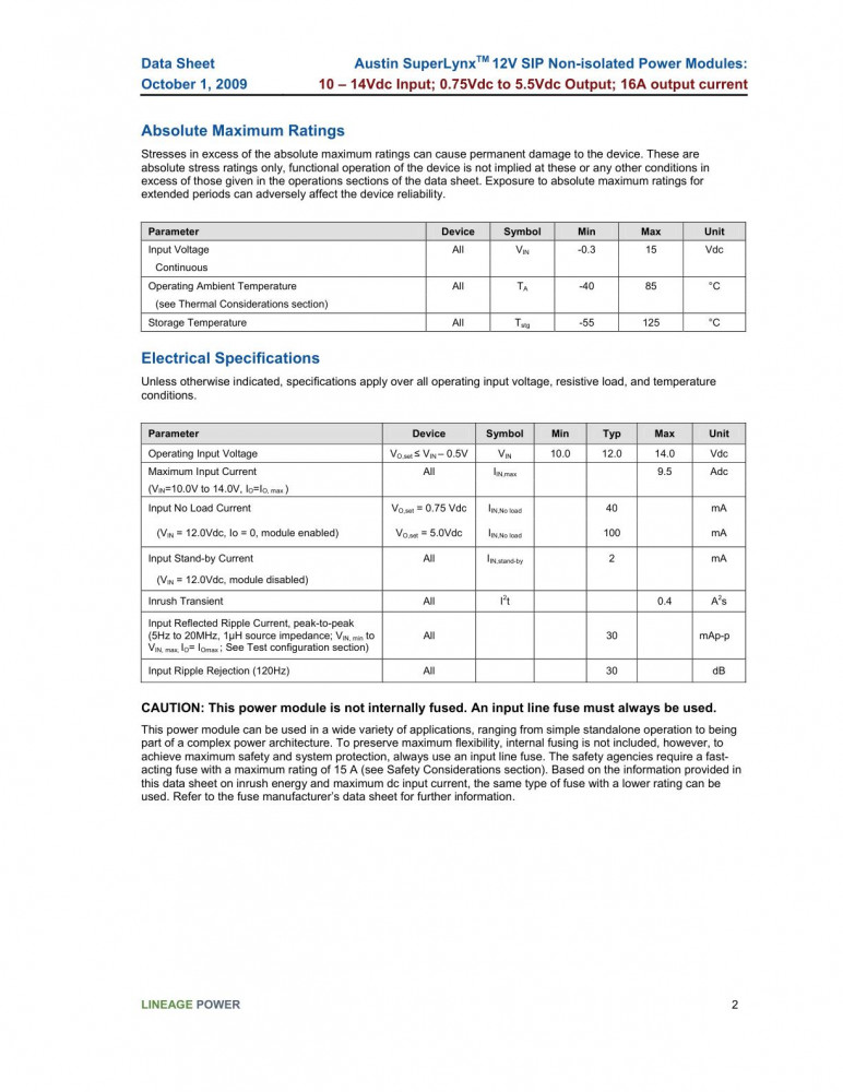 AXA016A0X3 datasheet page 2