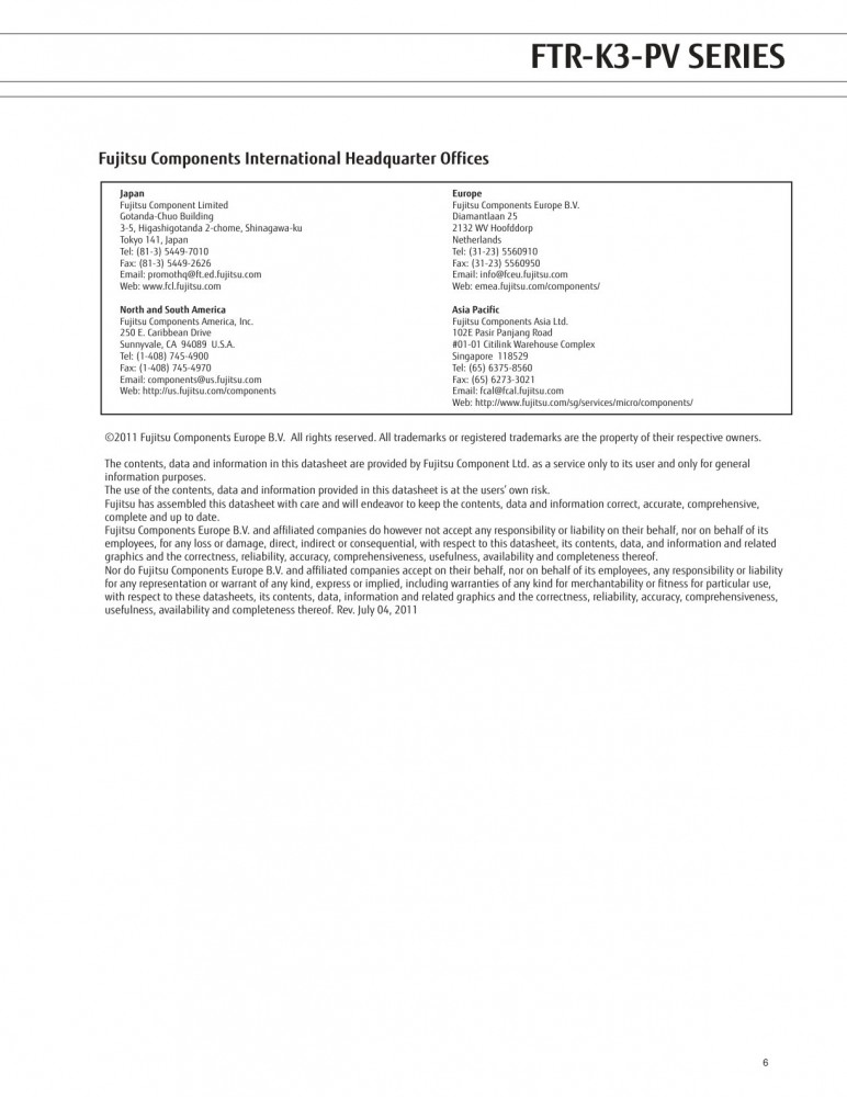 FTR-K3-PV datasheet page 6