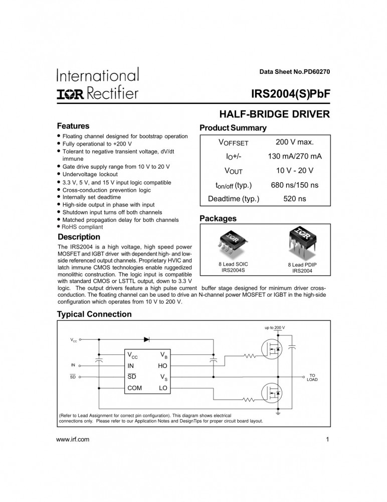 IRS2004 datasheet page 1