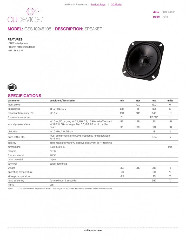 CSS-10246-108 datasheet page 1