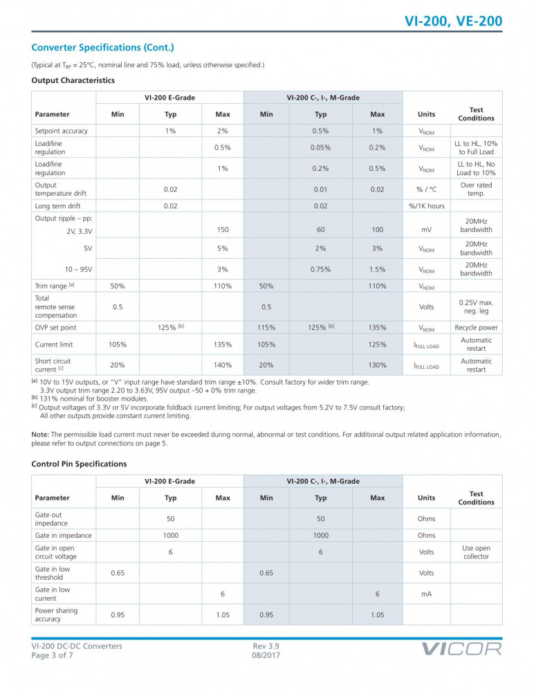 VI-200 family datasheet page 3
