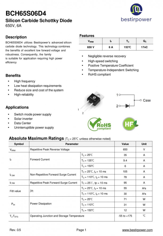 BCH65S06D4 datasheet page 1