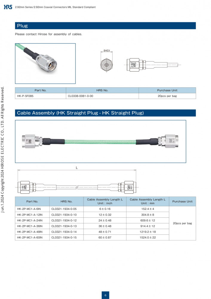 HRS 2.92 mm series catalog page 6