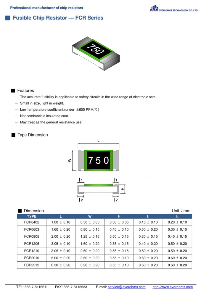 EVER OHMS FCR Series datasheet page 1