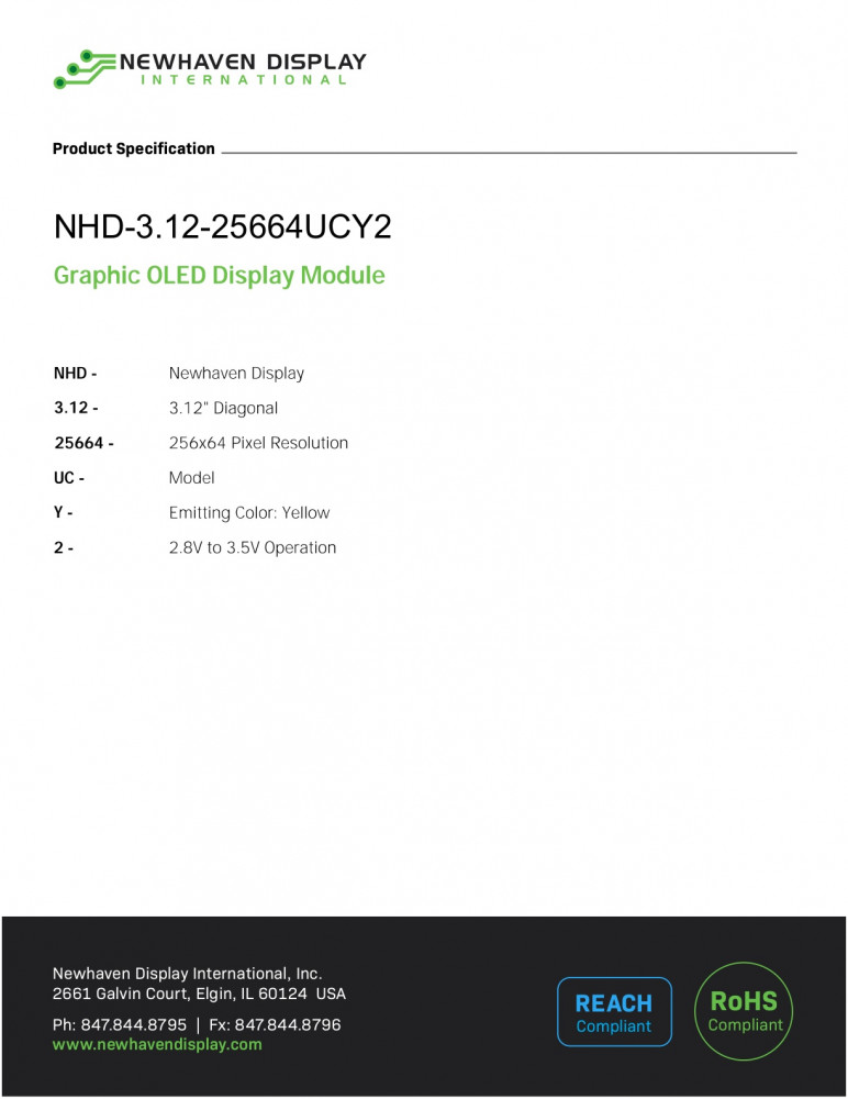 NHD-3.12-25664UCY2 specification page 1
