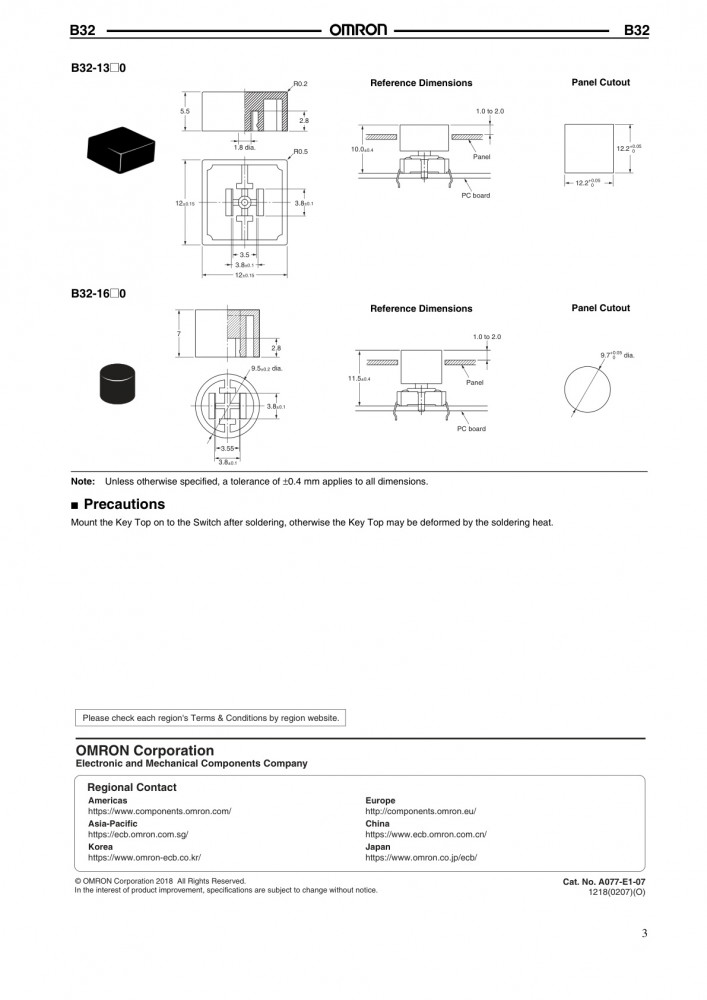 OMRON B32 key top documentation page 3