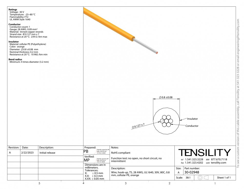 Tensility International 30-02948 product drawing
