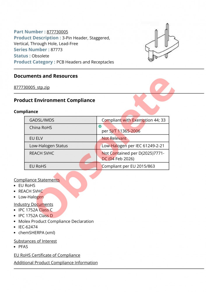 877730005 product document page 1