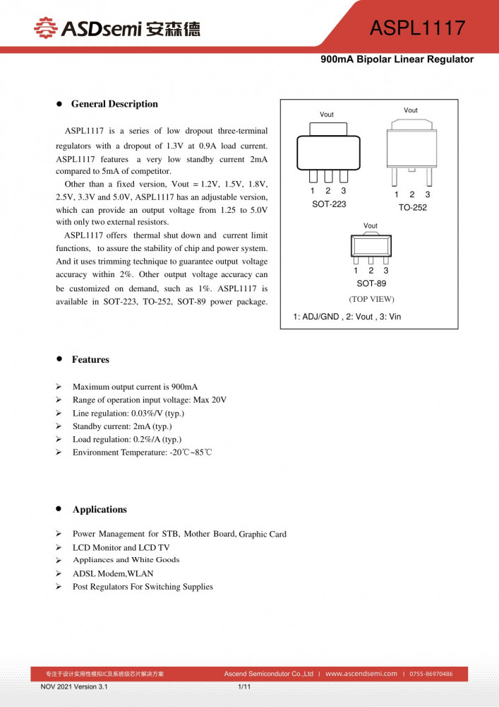 ASPL1117 datasheet page 1